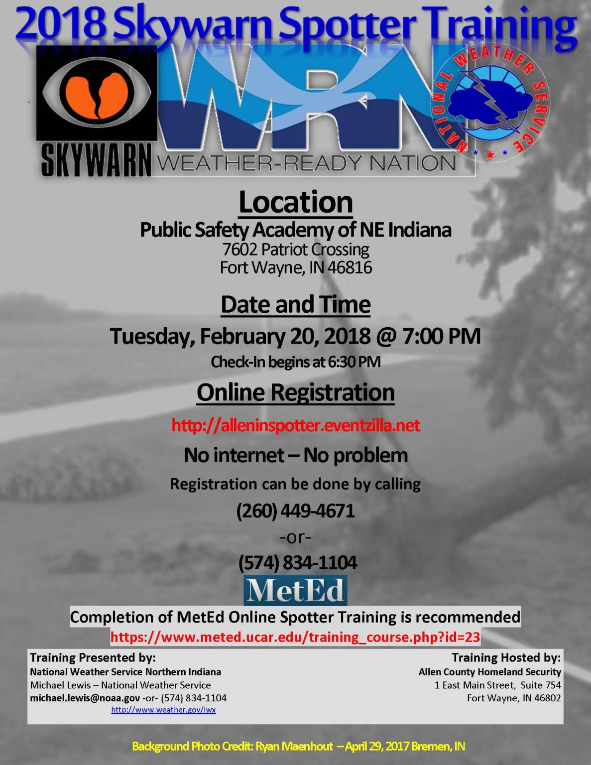 2018 SKYWARN storm spotter training scheduled – Fort Wayne Radio Club